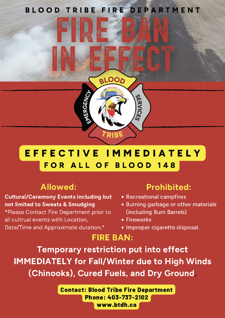 Public Notice – Fire Ban in Effect on Blood Reserve – January 13, 2026 ...