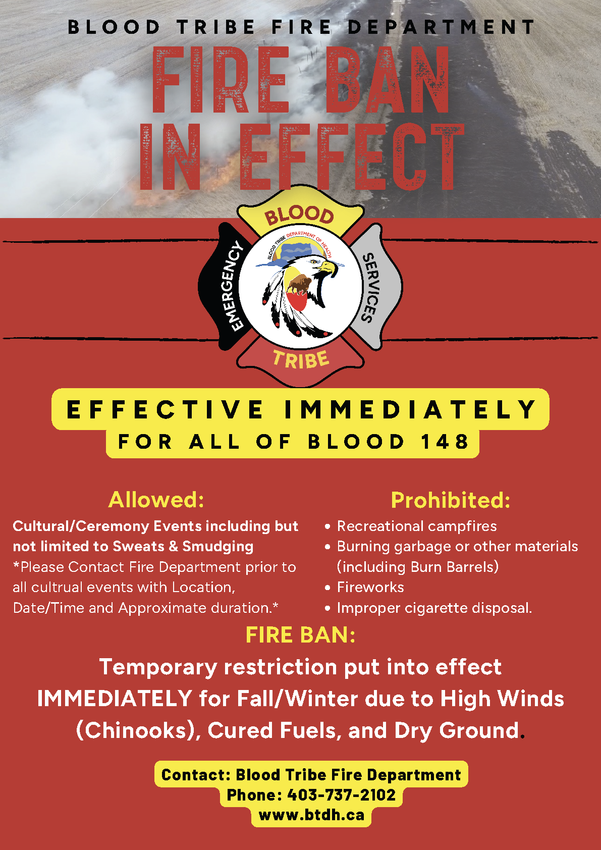 Public Notice – Fire Ban in Effect on Blood Reserve – January 13, 2026 ...