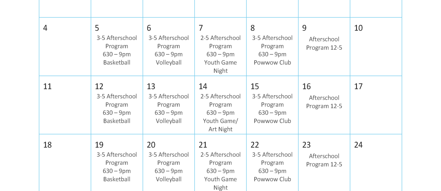 Blood Tribe Recreation & Parks January Youth Activity Calendars ...